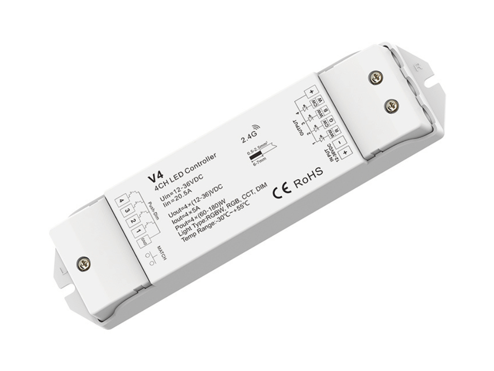 V4 RGBW 4 Channel LED RF Controller - EMC SUPERLED | High-Quality LED ...